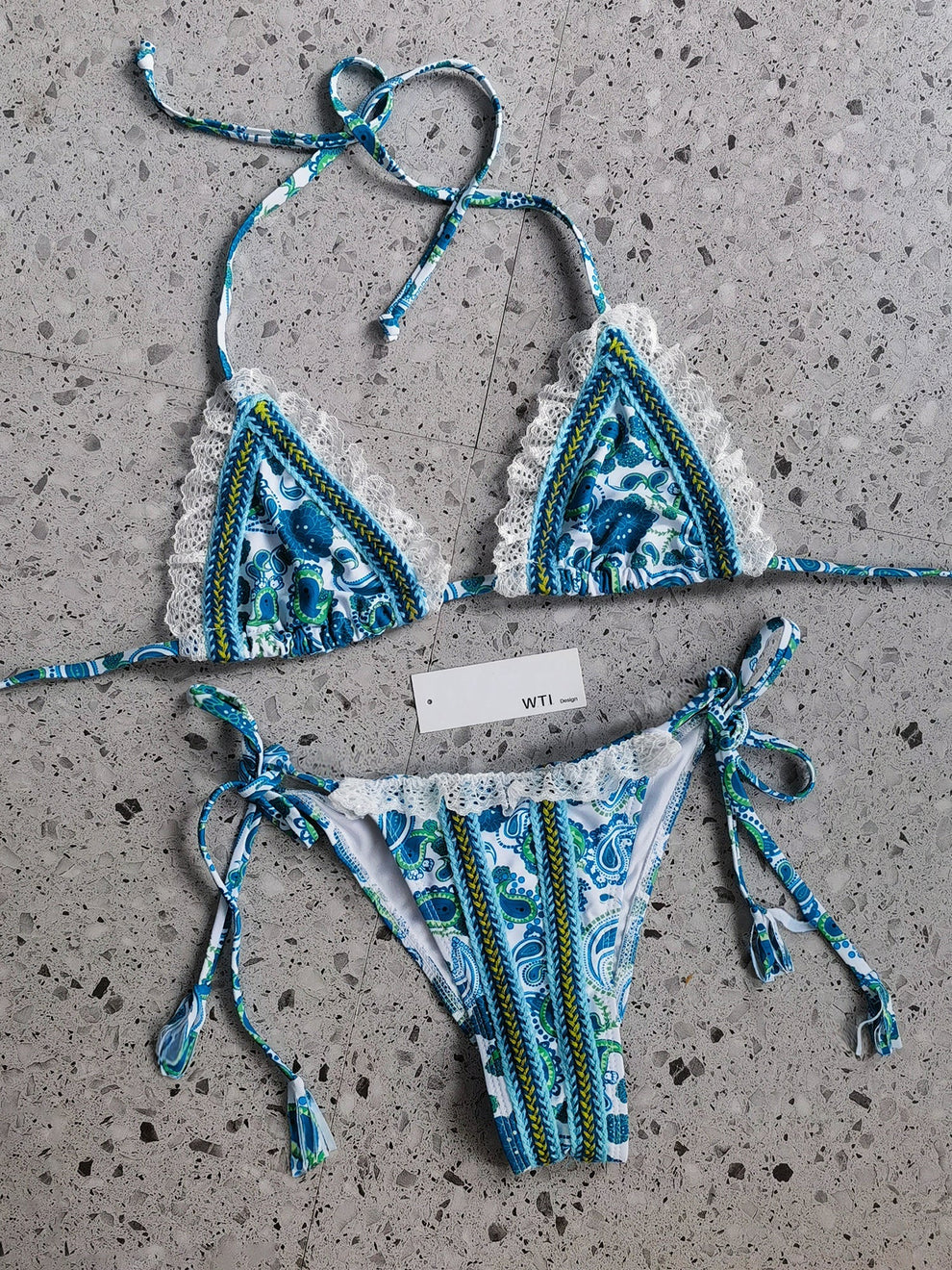 Cute Floral Ruffle Hems Triangle Bikini – W.T.I. Design