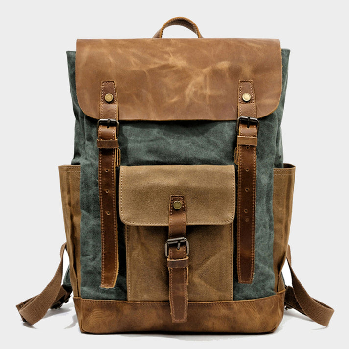Vintage Style Unisex Canvas & Leather Rucksack Backpack 14" – W.T.I. Design