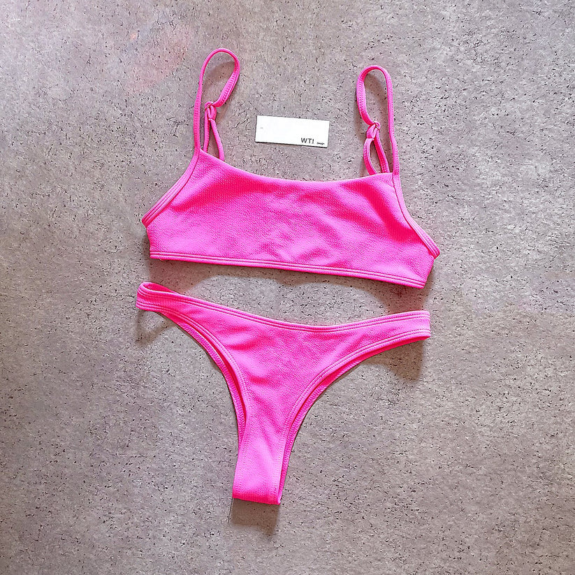 Ribbed Sporty Crop Top High Cut Bikini Swimsuit 1109 – W.T.I. Design