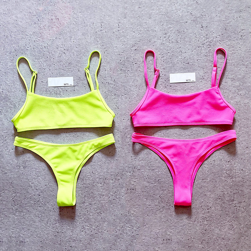 Ribbed Sporty Crop Top High Cut Bikini Swimsuit 1109 – W.T.I. Design