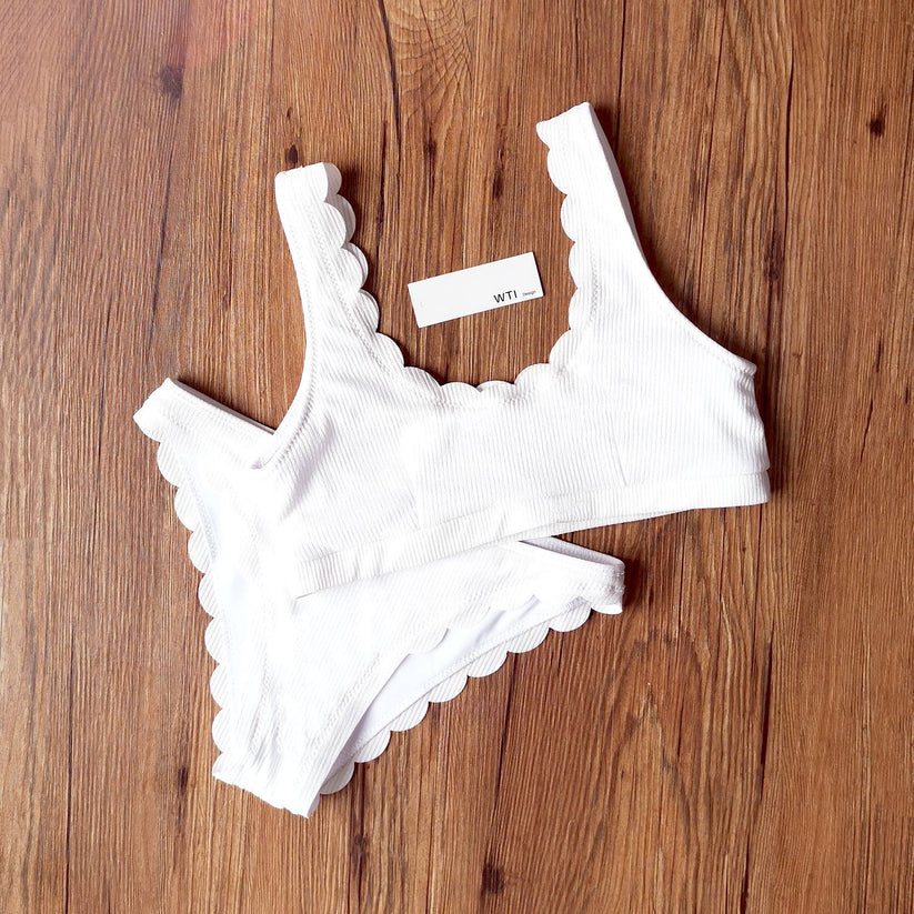 Ribbed Scallop Crop Top Bikini Swimsuit MJ20 – W.T.I. Design